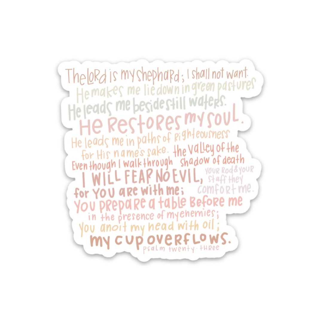 Psalm 23 Sticker | Christian Stickers | Religious Faith Decals - Etsy