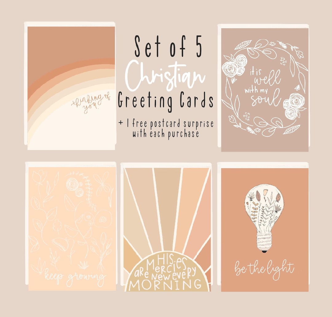 Christian Greeting Card Set | Faith Cards | Set of 5 Bible Verse ...