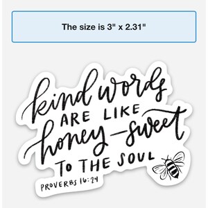 Christian Stickers | Be Kind Sticker | Kind Words Are Like Honey ...