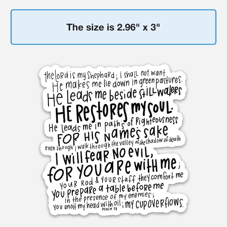 Faith Stickers | Christian Stickers | Psalm 23 Sticker About Jesus, God ...