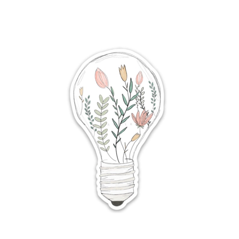 Light Bulb Sticker Flowers in a Lightbulb Sticker Be the - Etsy