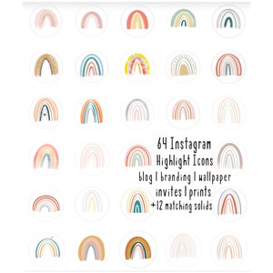 Instagram Story Highlight Icon 64 Boho Rainbow Social Media Covers Use ...
