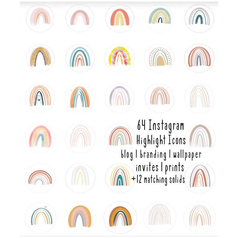 Instagram Story Highlight Icon 64 Boho Rainbow Social Media - Etsy