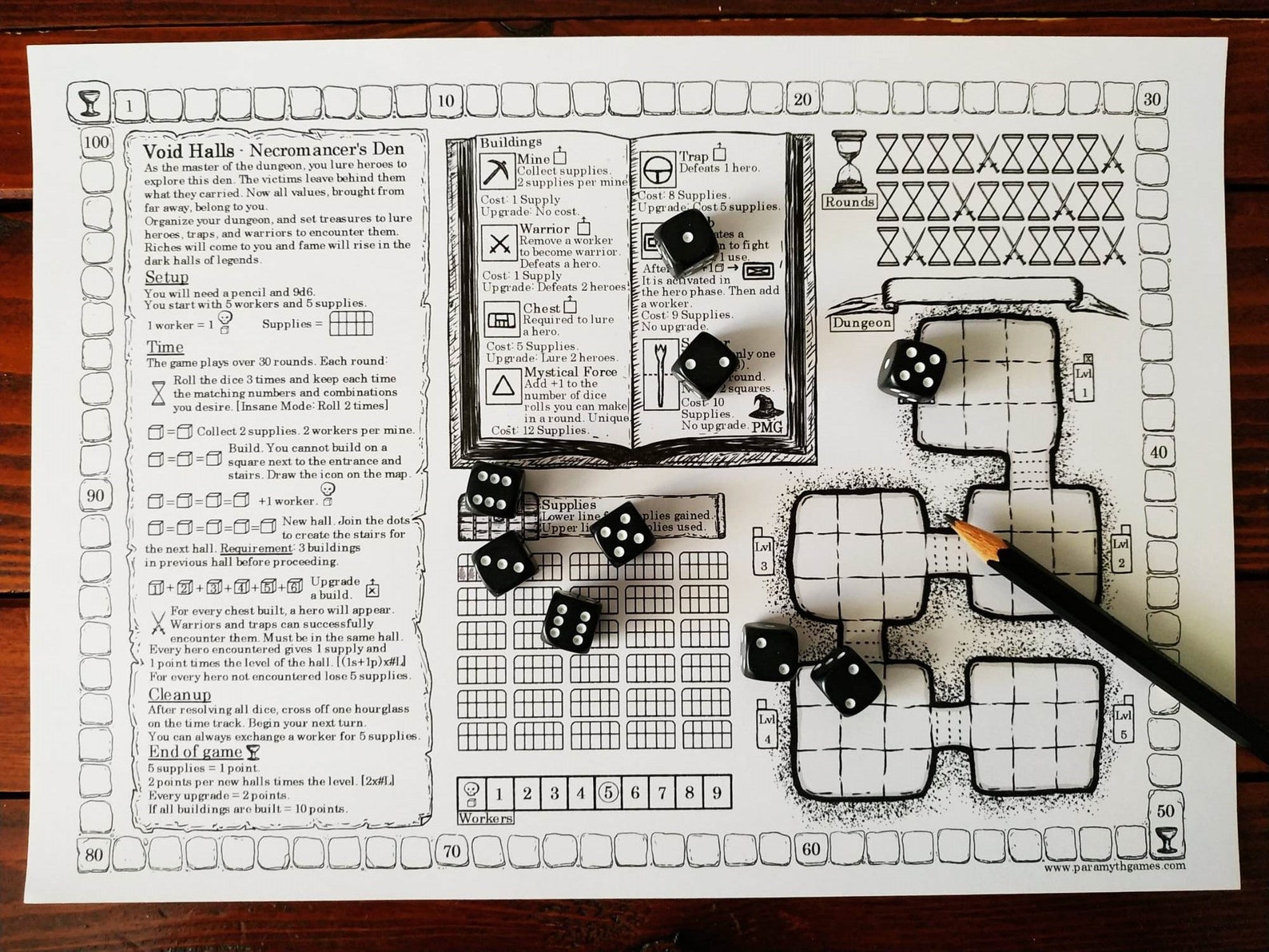 Void Halls: Print & Play, Roll and Write Game. - Etsy