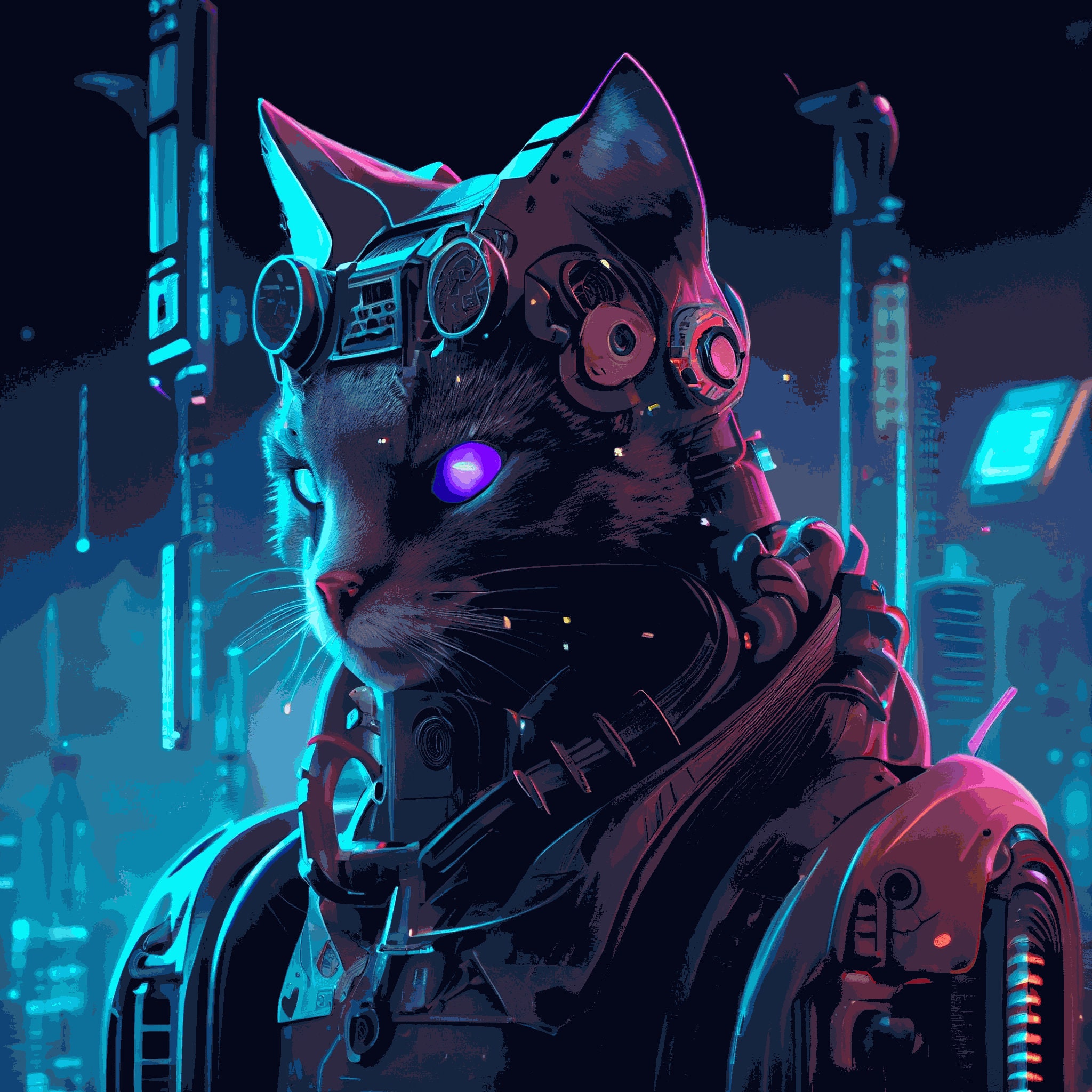 Cyberpunk Biker Cat AI Art Ai-generated Art Cyberpunk - Etsy