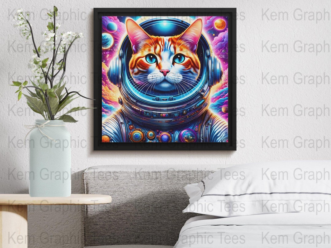 Cat Astronaut Digital Art Print, Space Cat Wall Decor, Galaxy Kitten ...