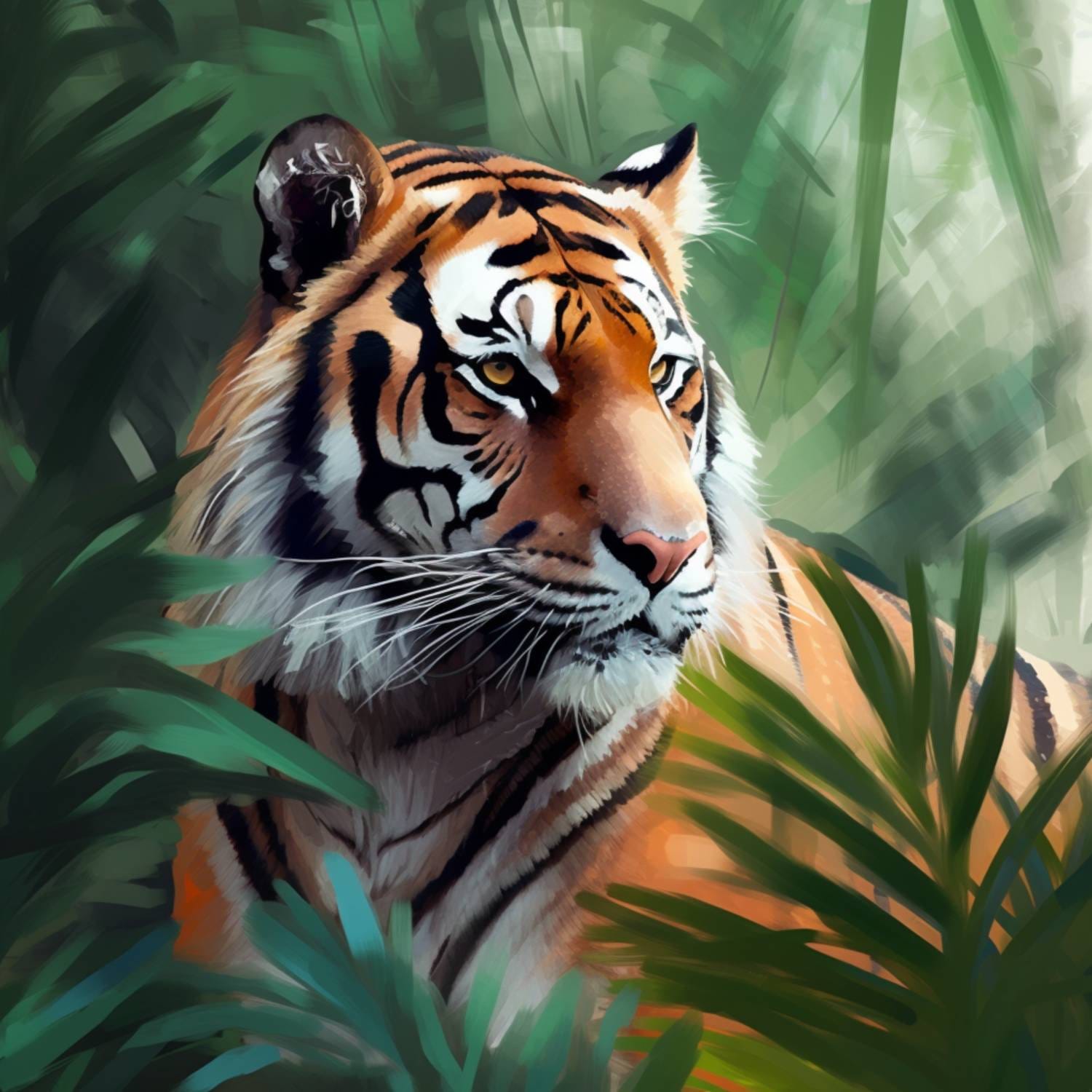 Instant Download Tiger Print AI Artwork in Majestic Tiger Digital Art ...