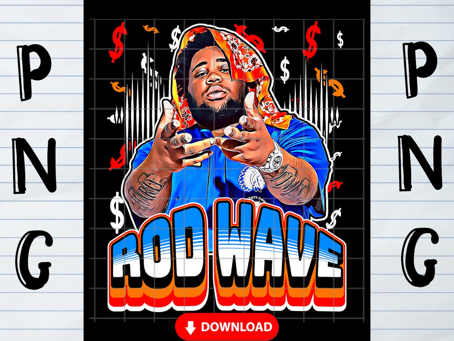 Rod Wave Instant Download, Rod Wave Fan Art, Rod Wave Png, Beautiful ...