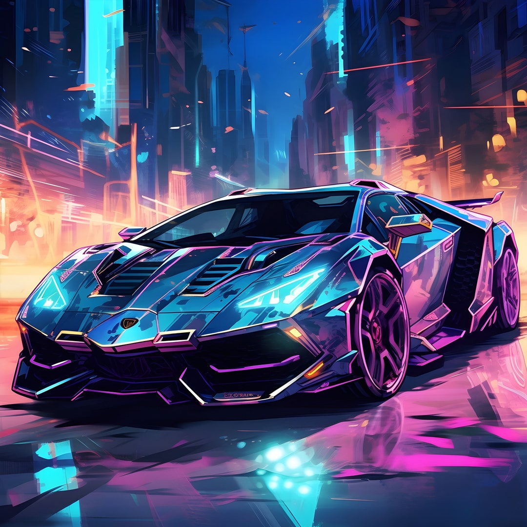 Cyberpunk Lamborghini Digital Art Print Ai Generated Masterpiece Ai Art Digital Art: Great for ...