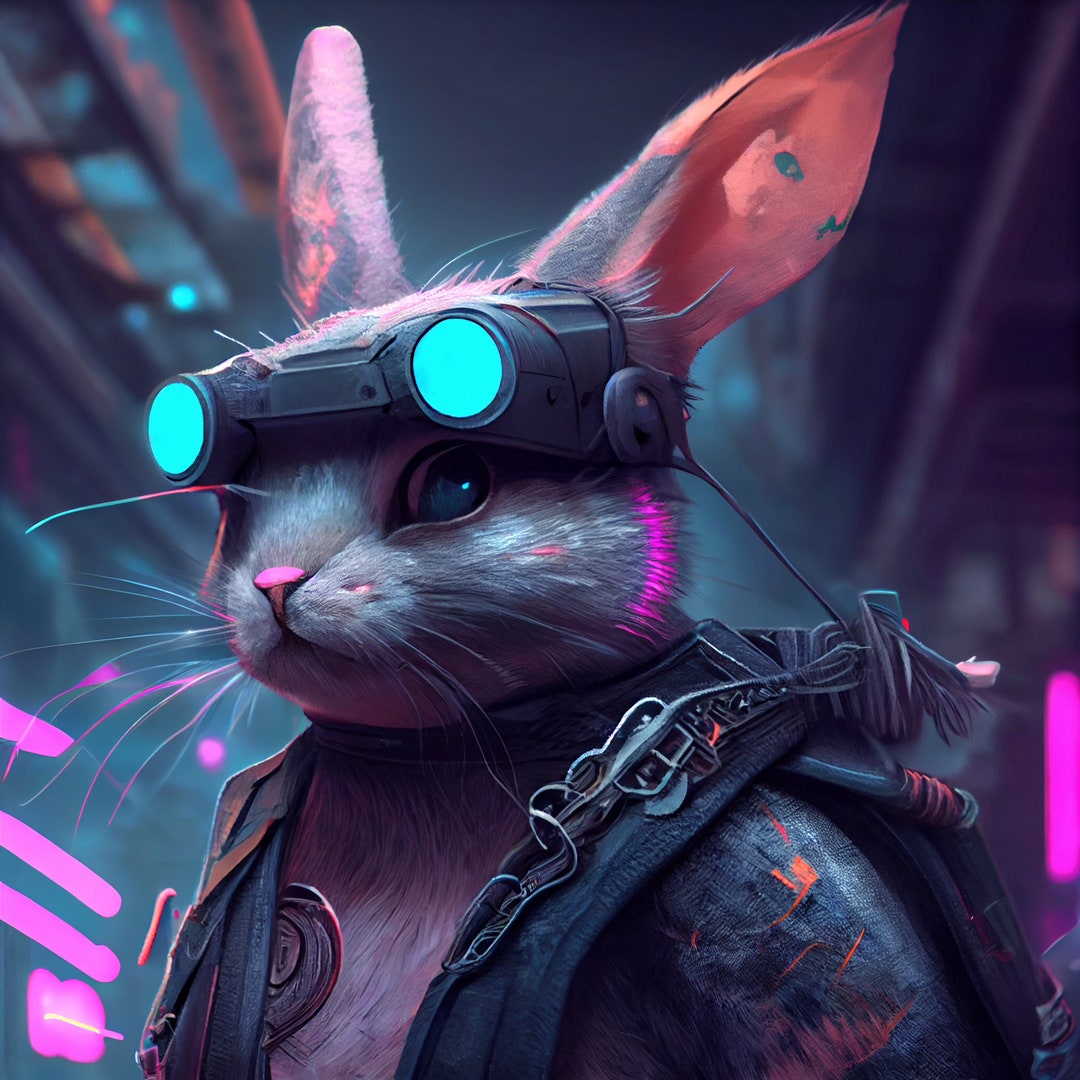 Cyberpunk Rabbit | Cyberpunk Themed Digital Art Print | AI Generated ...