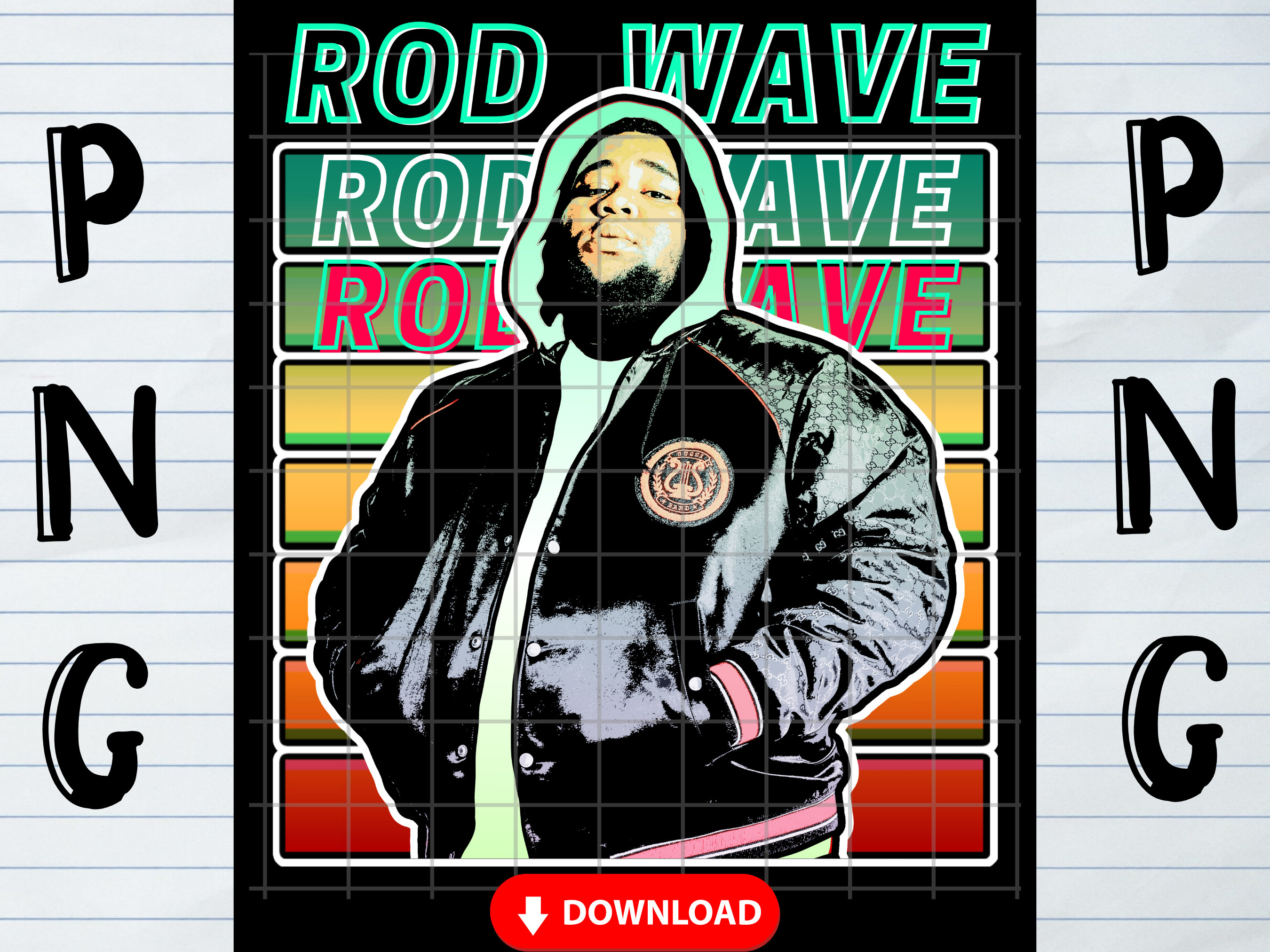 Rod Wave Png File, Downloadable, Rod Wave Graphic Sublimation PNG, Fan ...