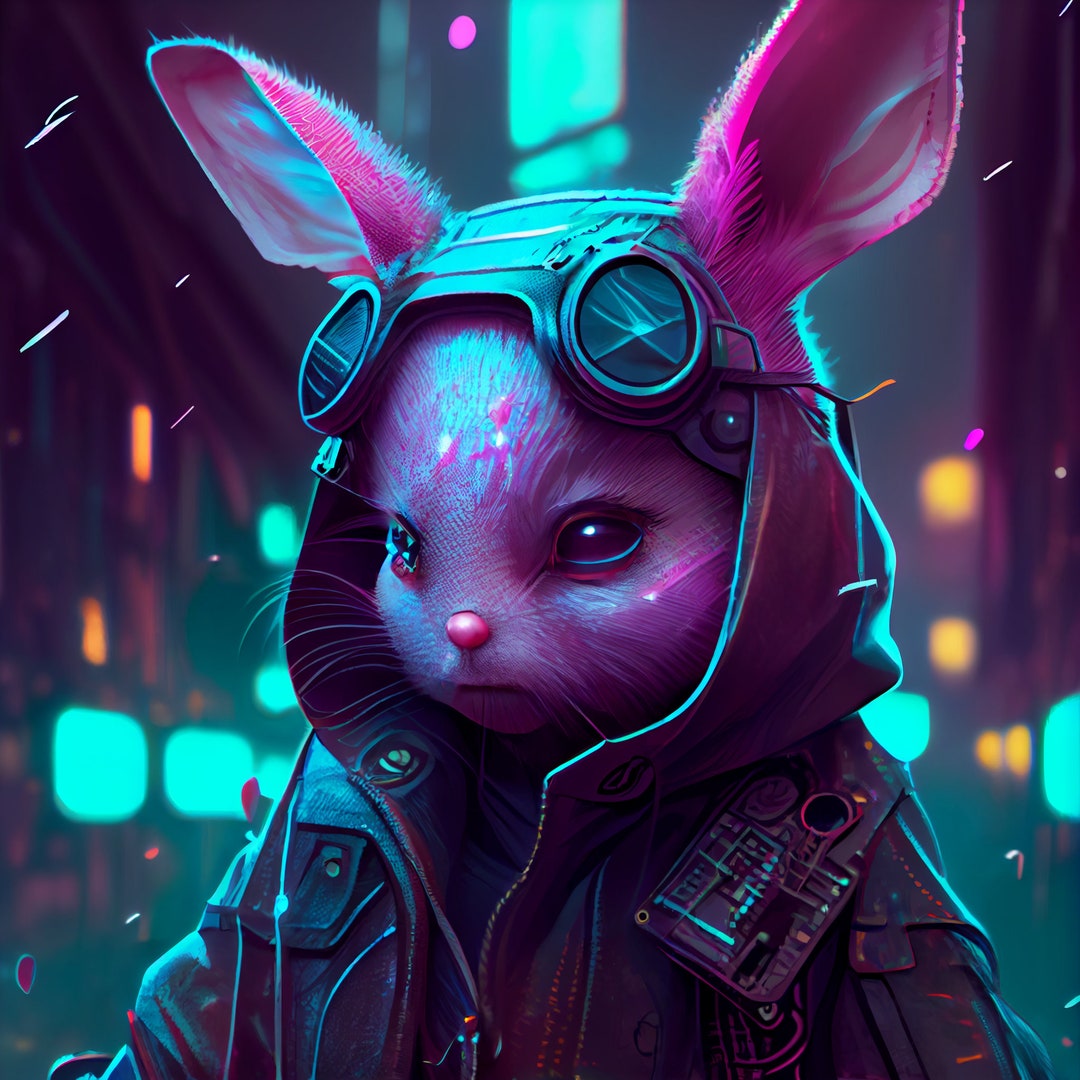 Cyberpunk Rabbit Poster Digital Wall Art Art Made by AI for Cyberpunk ...