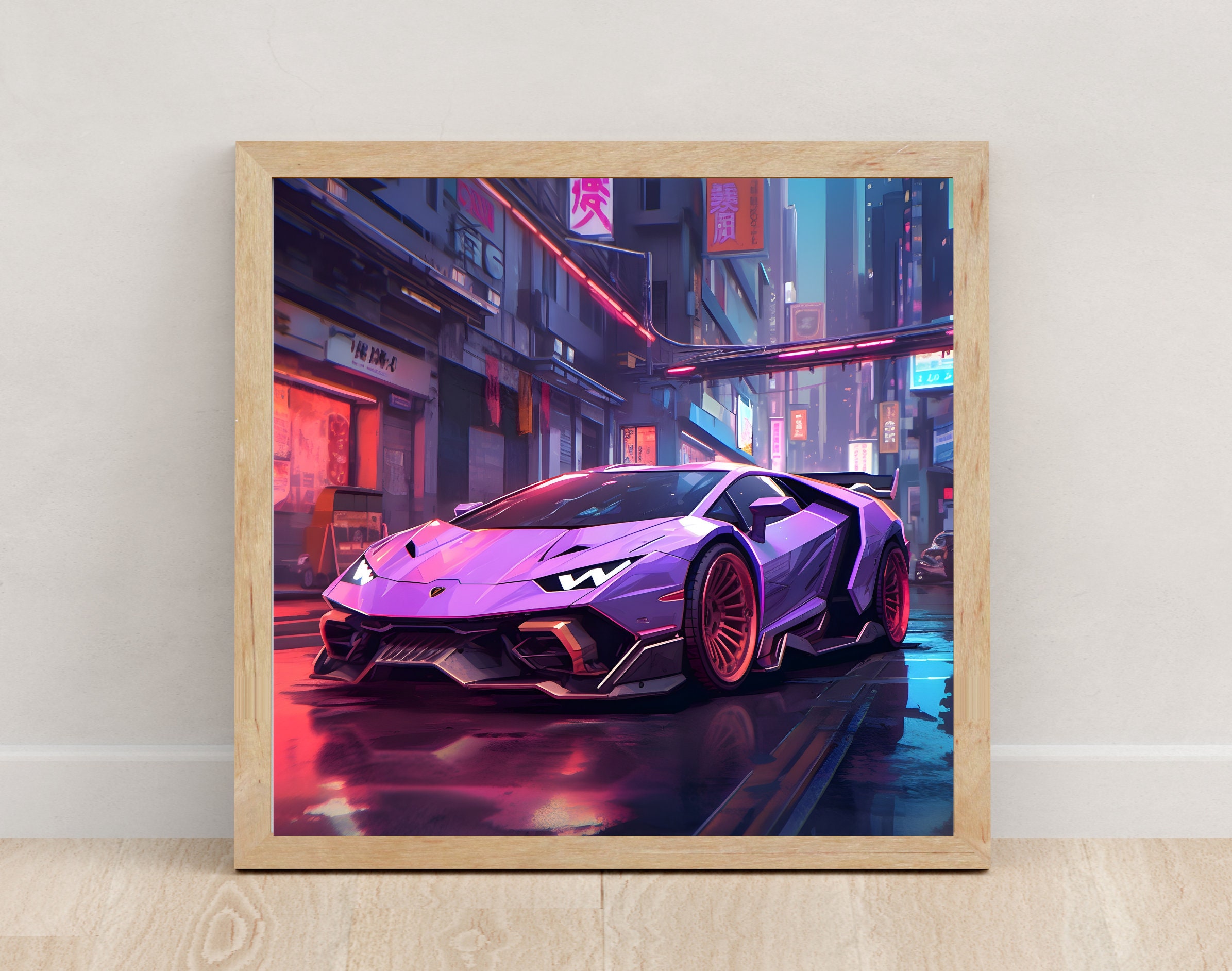 Cyberpunk Lamborghini Digital Art Masterpiece Printable Digital Art AI ART Digital Download ...