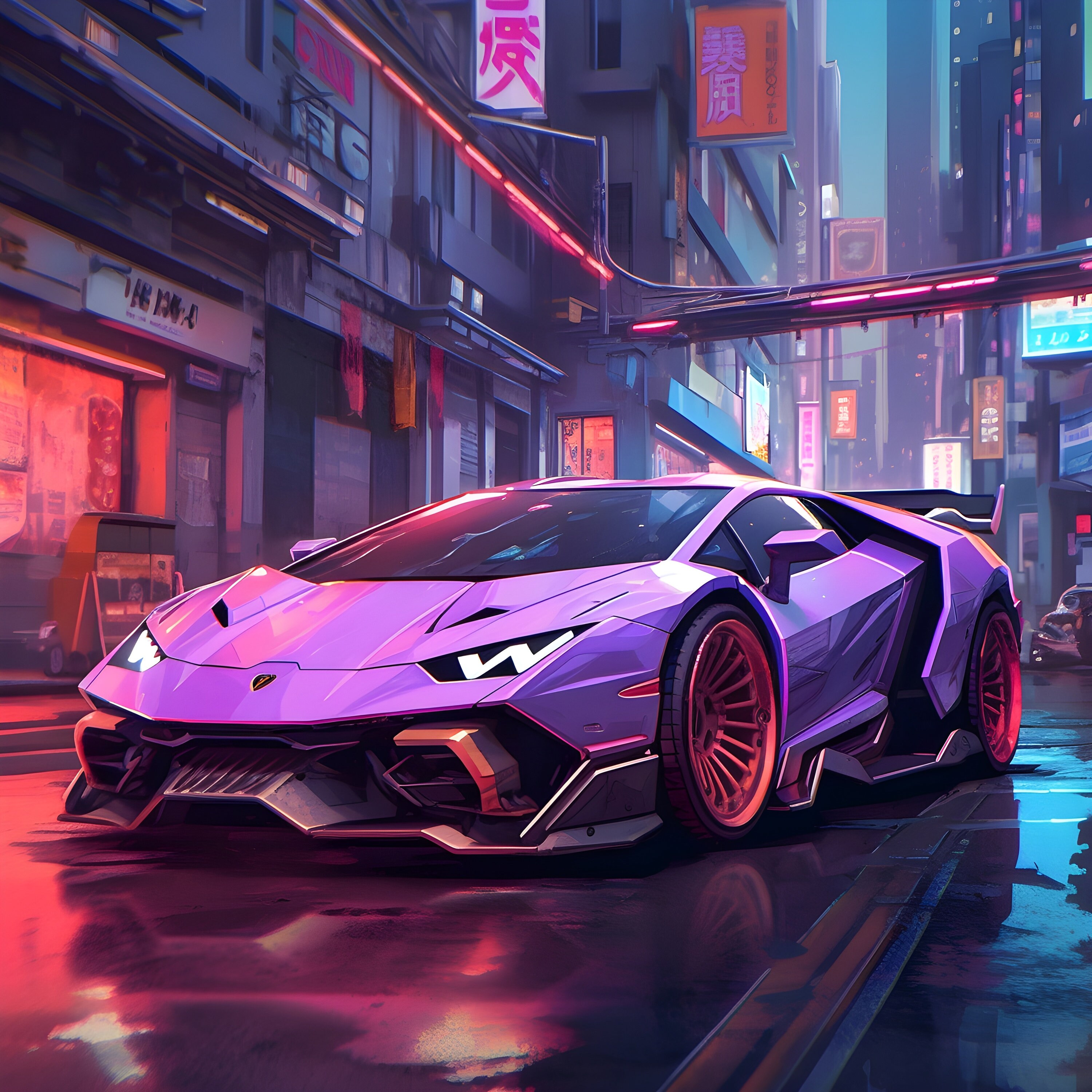 Cyberpunk Lamborghini Digital Art Masterpiece Printable Digital Art AI ART Digital Download ...
