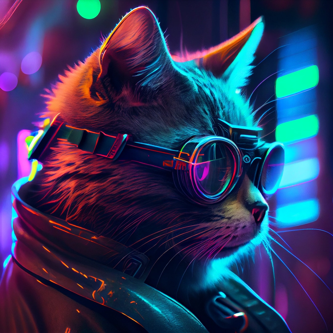 Cyberpunk Cat | Ai-generated Art | Cyberpunk Theme | Neon Lights ...