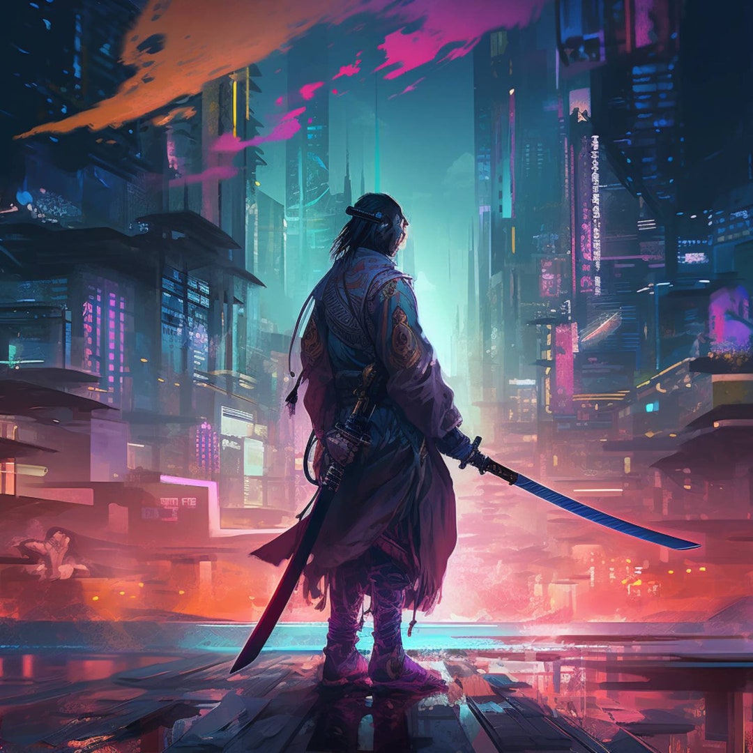 Cyberpunk Samurai AI Art Downloadable Print for Home Decor Cyberpunk ...