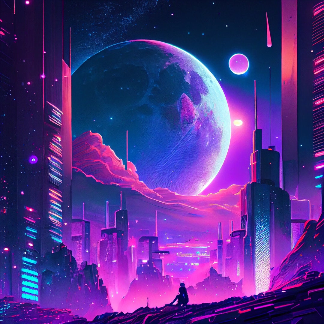 Cyberpunk Ai Art - Ai-generated Futuristic Digital Print of Cyber City ...