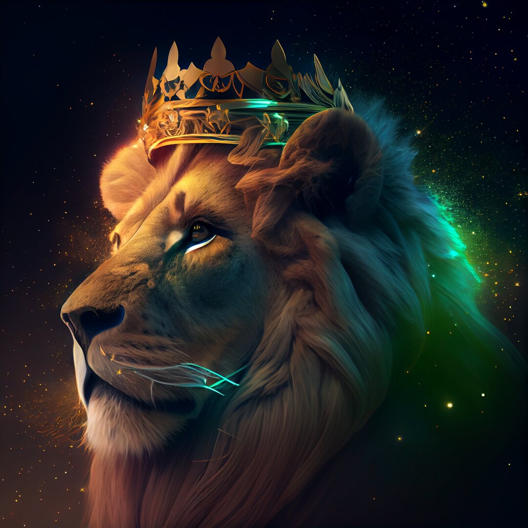 Majestic Lion With Crown Ai-generated Digital Art 2 Great for Wall Art ...