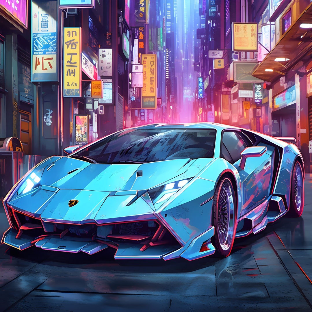 Cyberpunk Lamborghini Digital Art Printable Ai Art Ai-generated ...