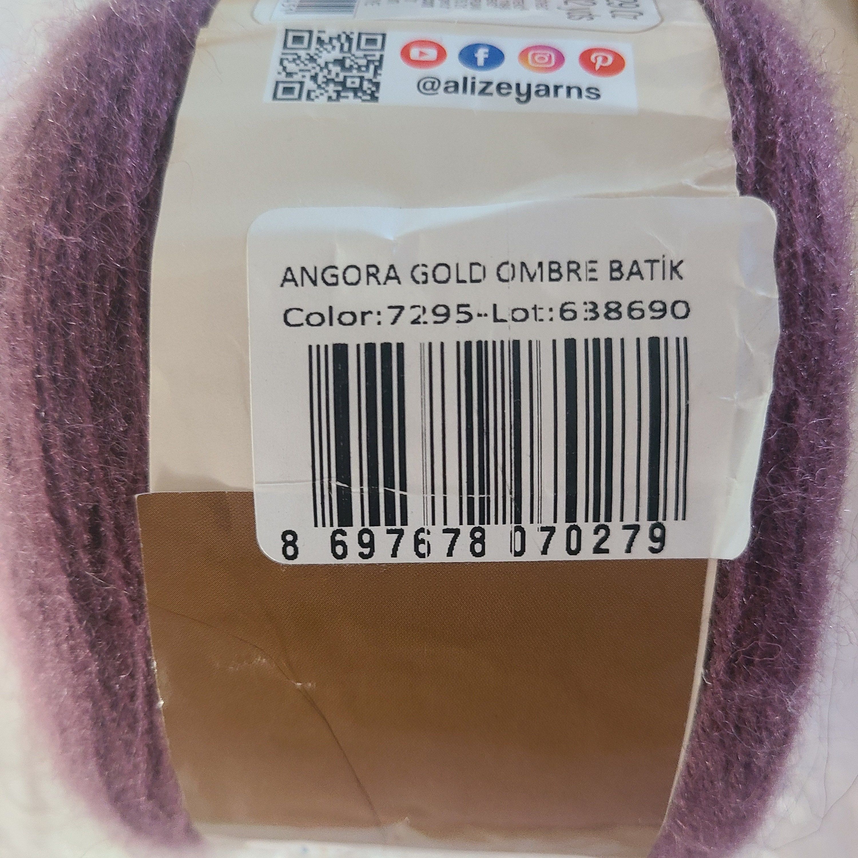 Alize Angora Gold Ombre Batik Yarn Cake, 902 Yards, Destash Yarn, Color ...