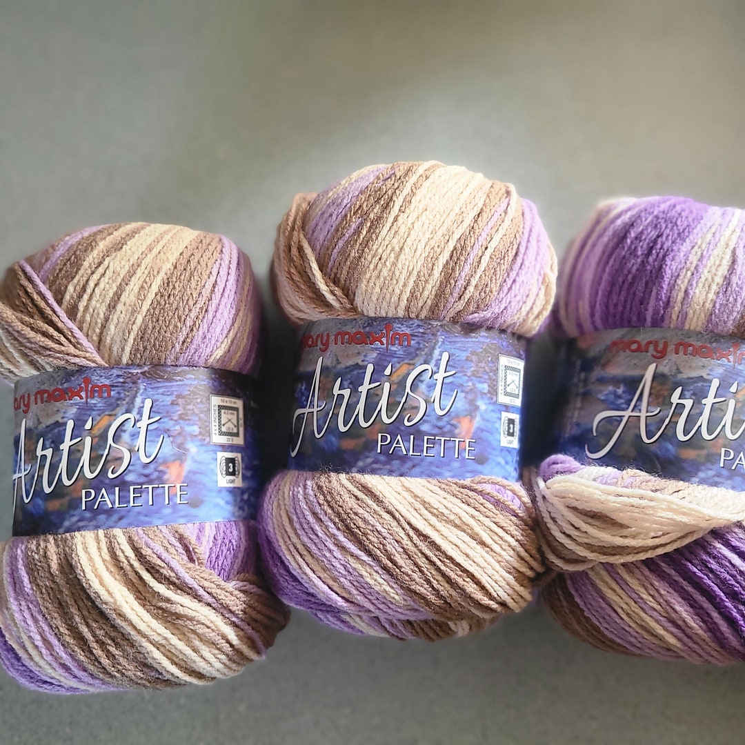 Mary Maxim Artist Palette Yarn, Acrylic Yarn, Color Lilac Watercolors ...