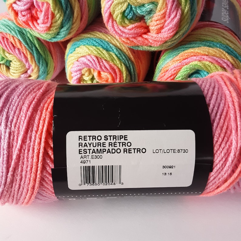 Red Heart Super Saver Retro Stripe Yarn Rainbow Yarn 5 Oz - Etsy