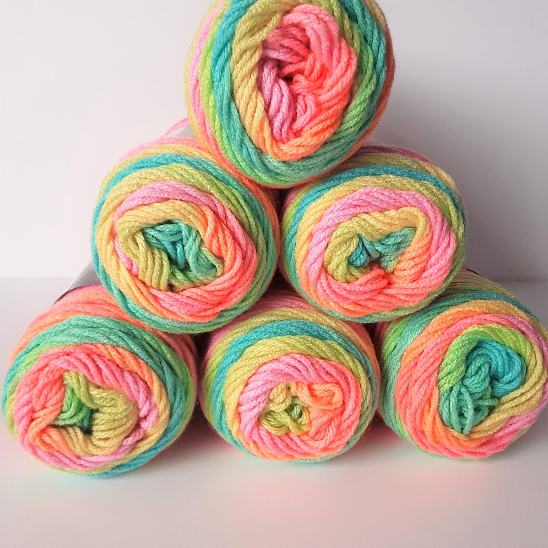 Red Heart Super Saver Retro Stripe Yarn: Rainbow Acrylic, 5oz (236 Yds ...