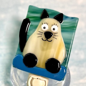 Fat Cat Fused Glass Night Light - Etsy