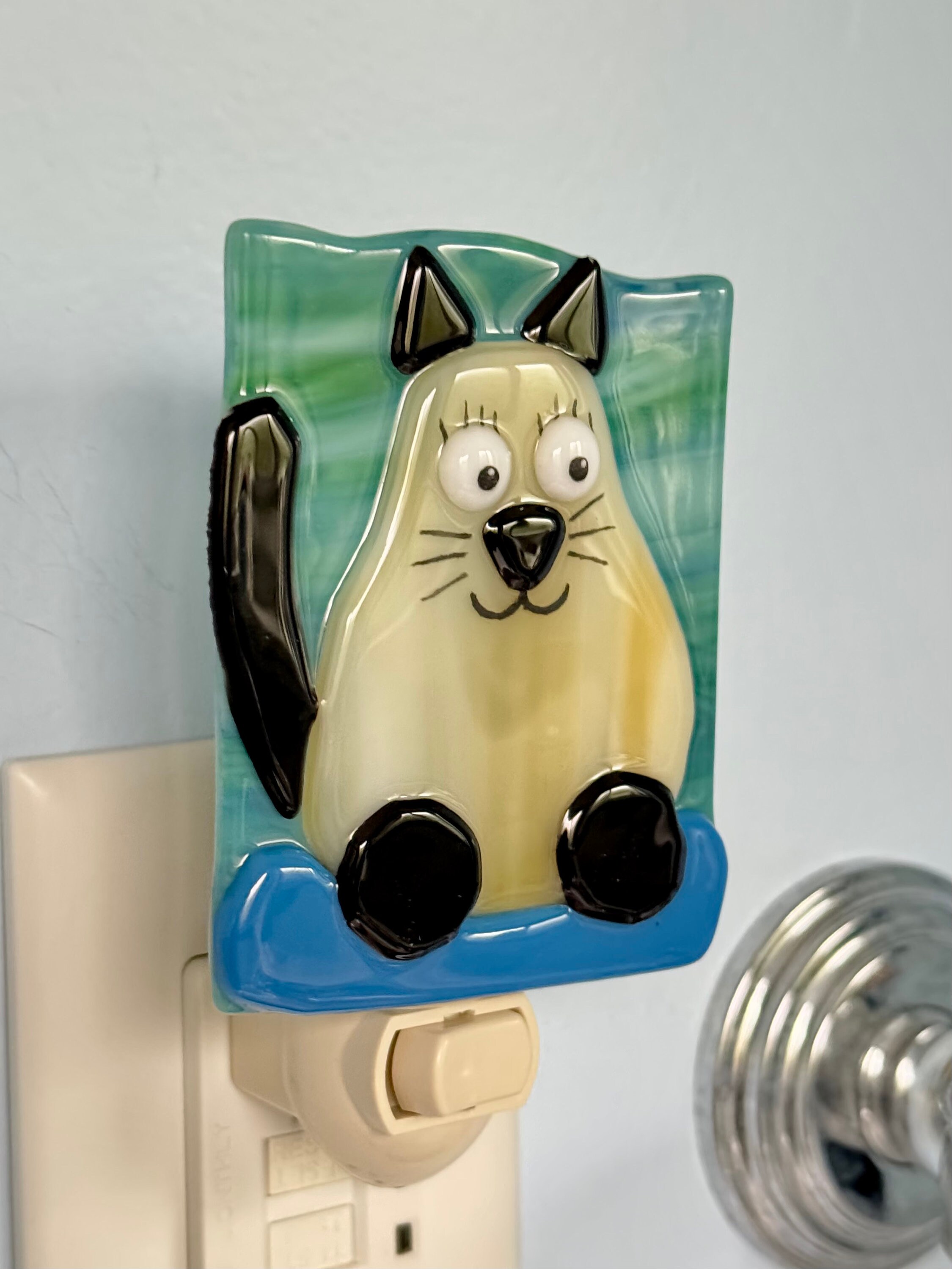 Fat Cat Fused Glass Night Light - Etsy