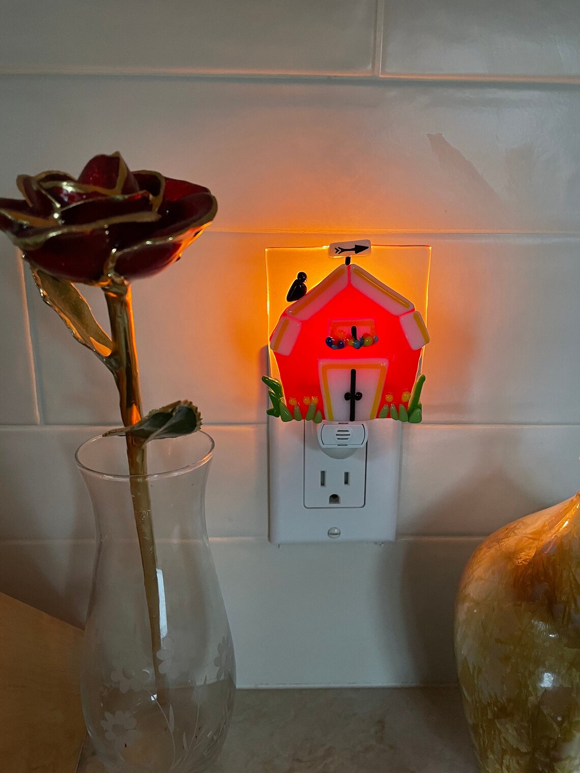 Barn Fused Glass Night Light - Etsy