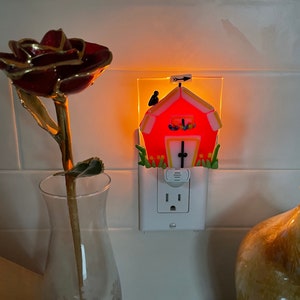 Barn Fused Glass Night Light - Etsy