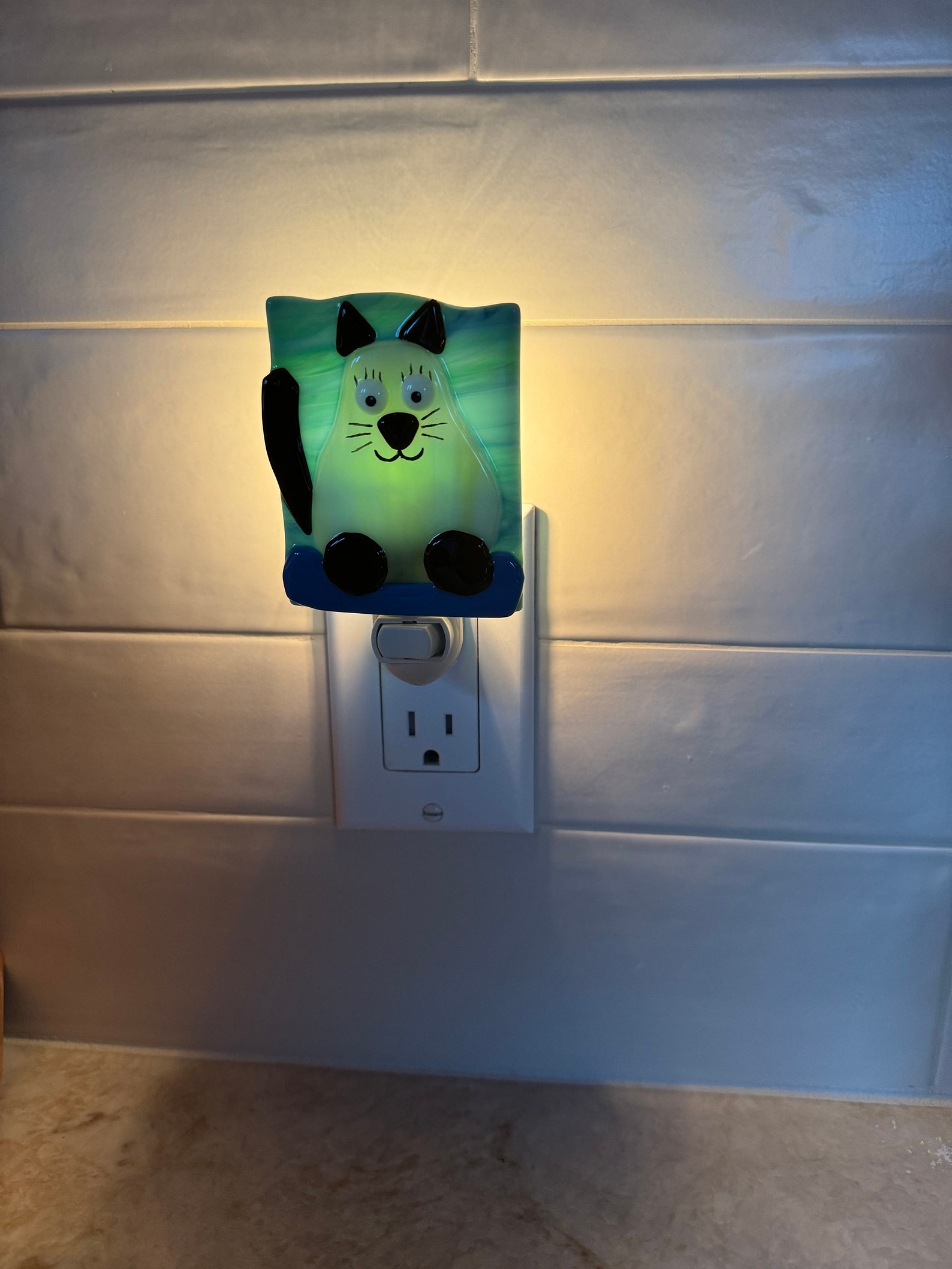 Fat Cat Fused Glass Night Light - Etsy