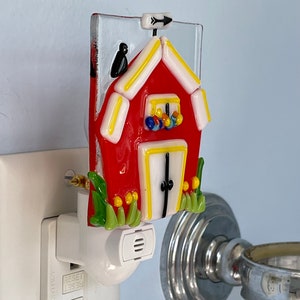Barn Fused Glass Night Light - Etsy