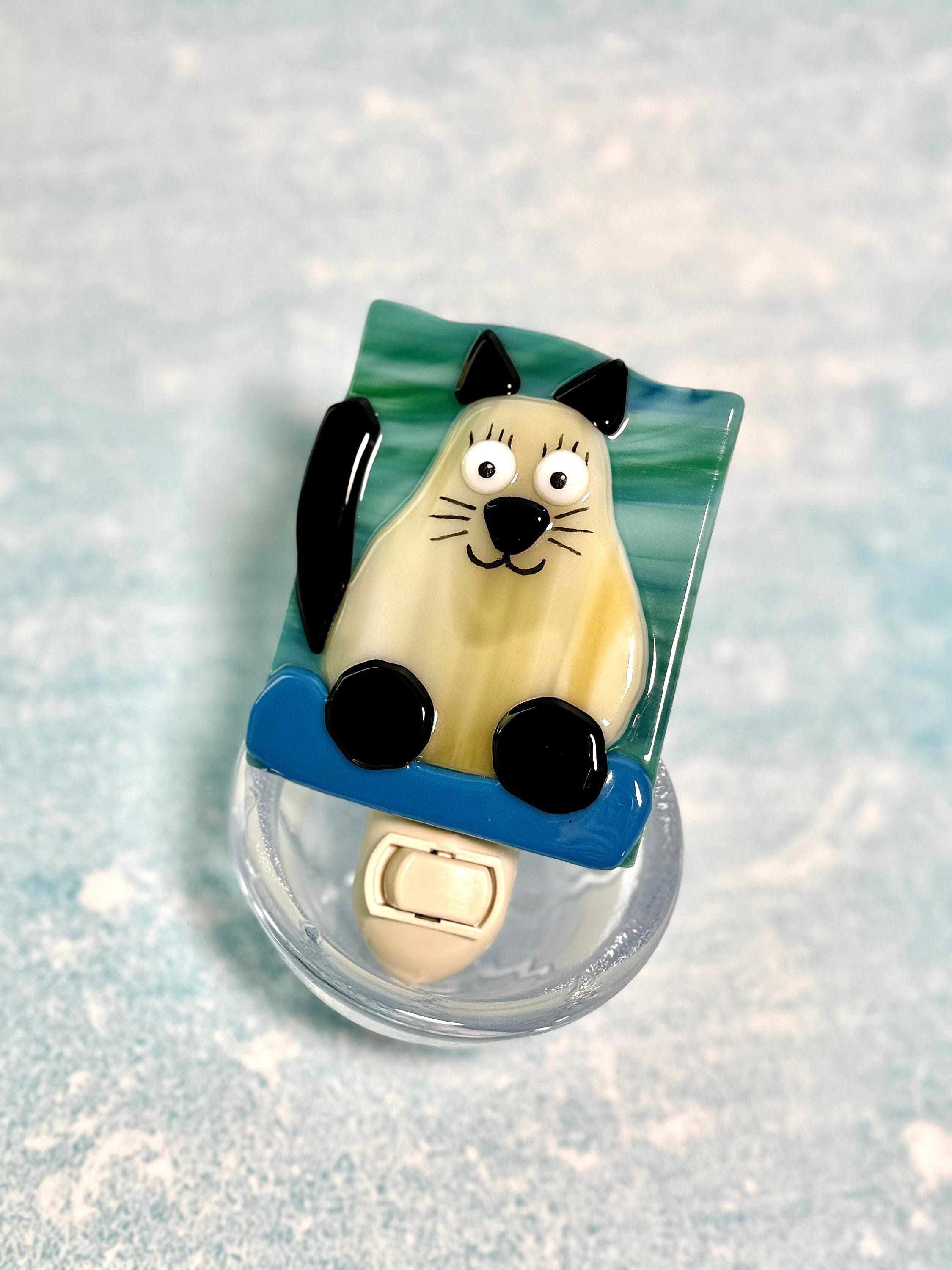 Fat Cat Fused Glass Night Light - Etsy