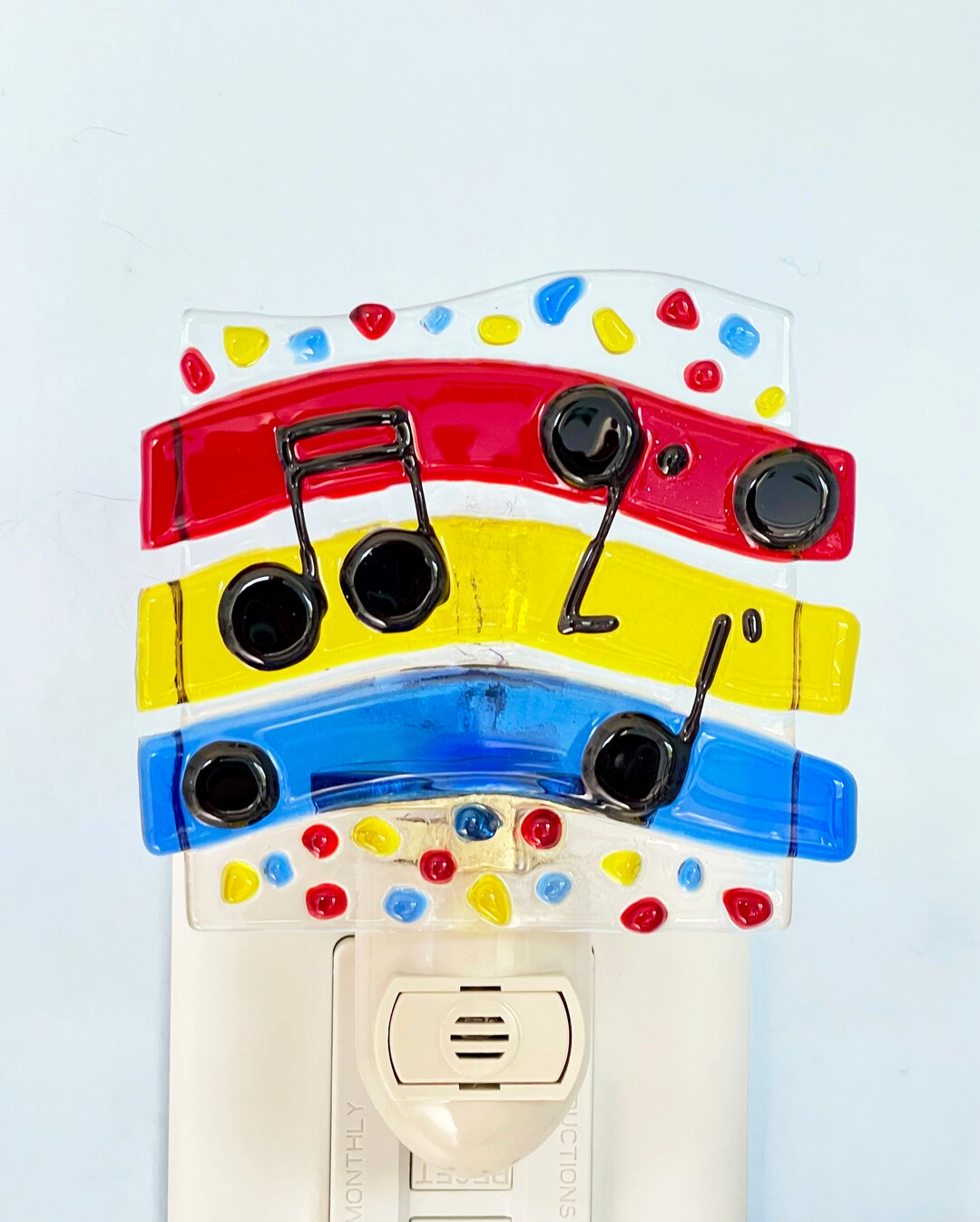 Music Notes Fused Glass Night Light - Etsy UK