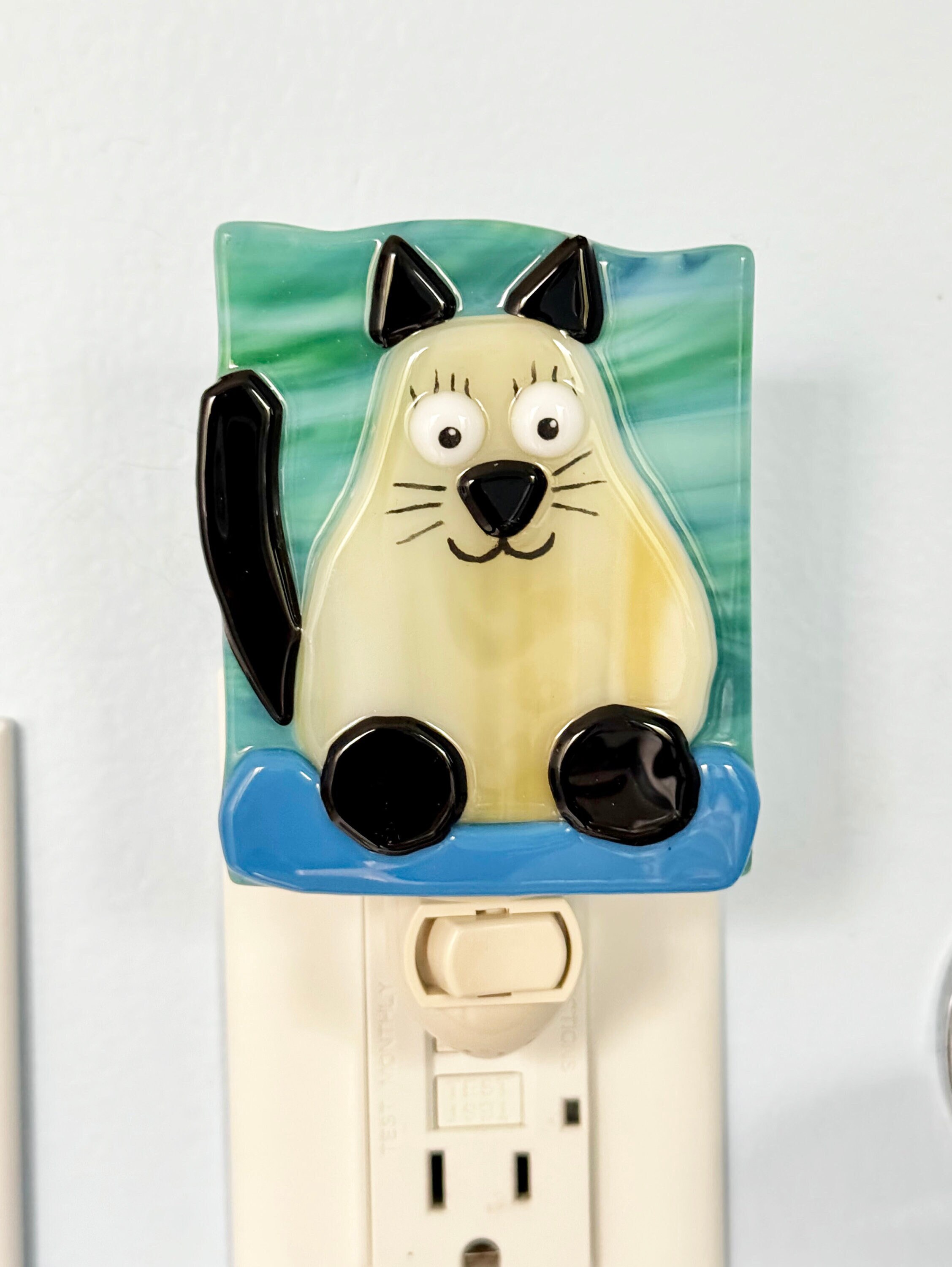 Fat Cat Fused Glass Night Light - Etsy