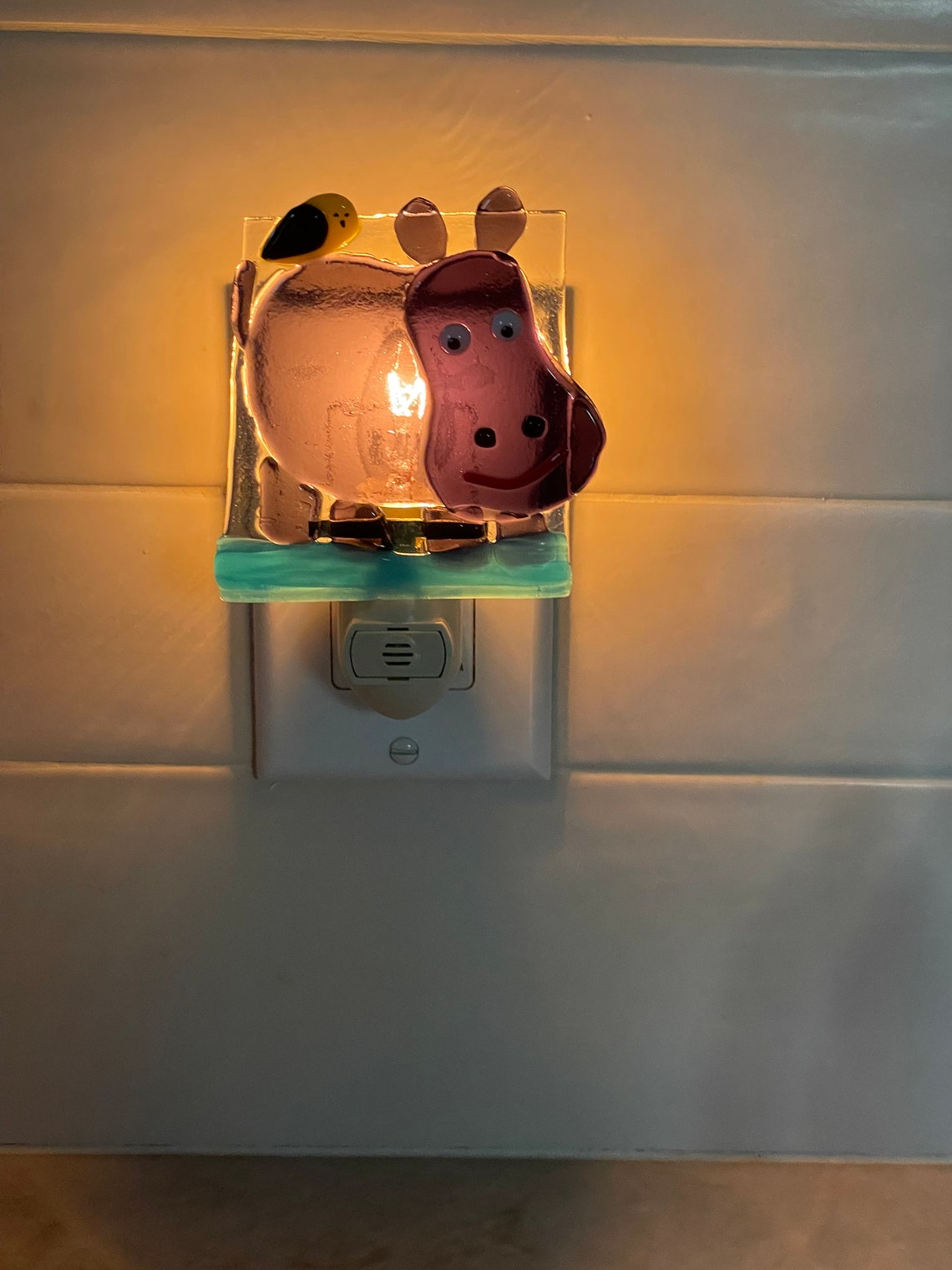 Hippo Fused Glass Night Light - Etsy