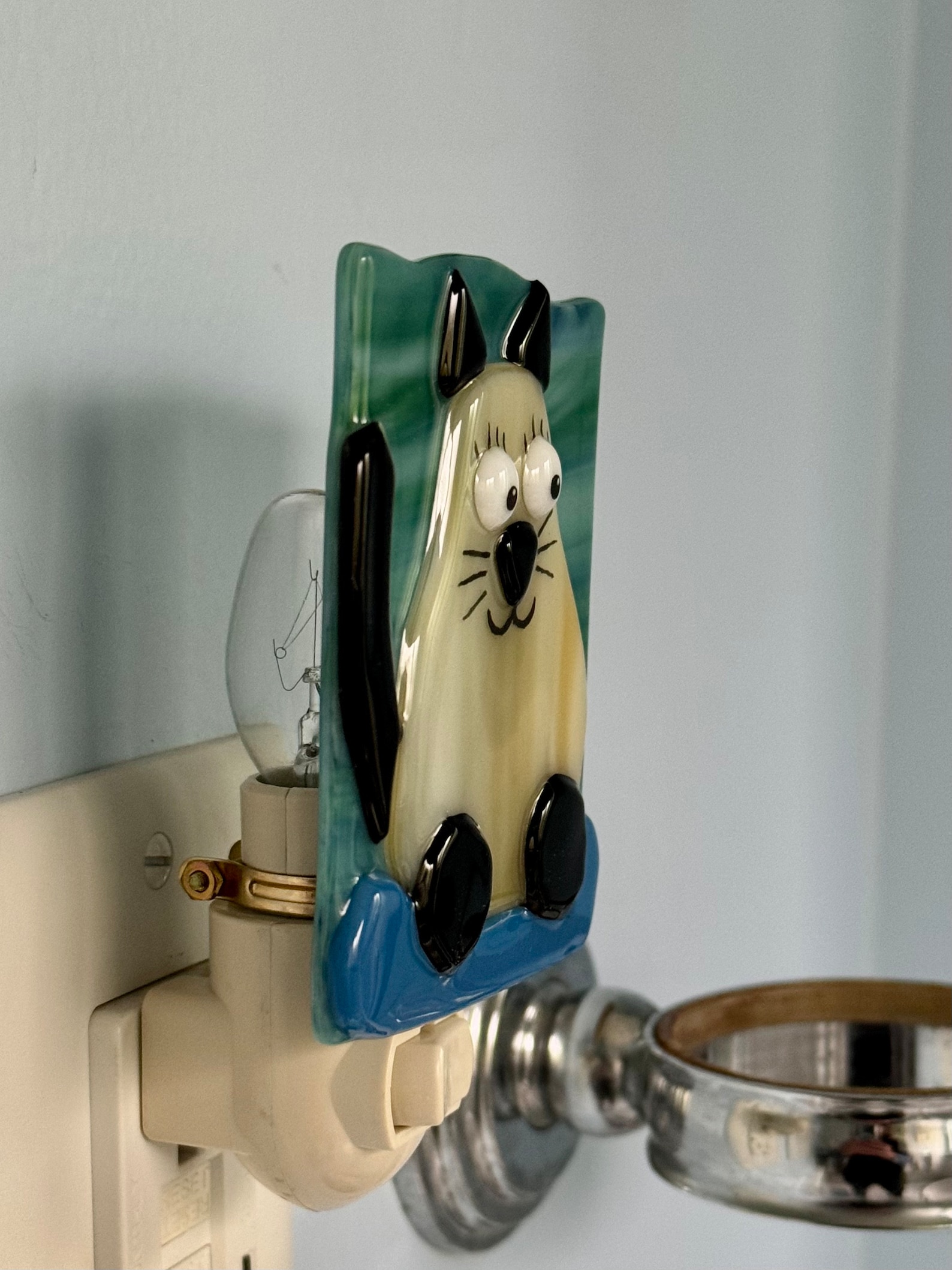 Fat Cat Fused Glass Night Light - Etsy
