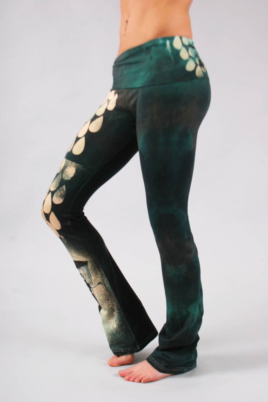 SALE Hand Painted Rain Drops Size Medium Cotton High Waist Flares - Etsy