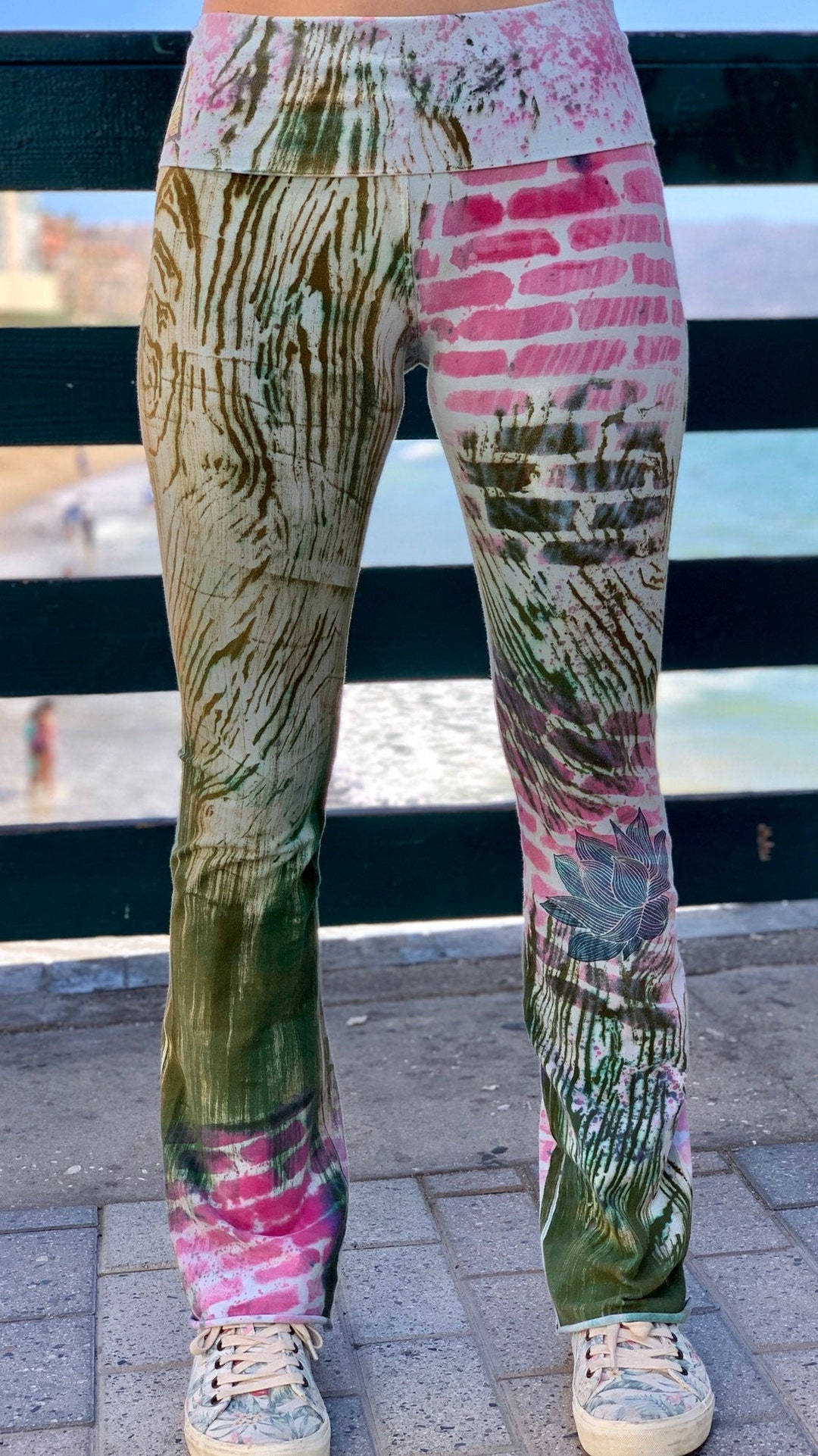 Hot Pink and Army Green Forest Yoga Pants - Etsy