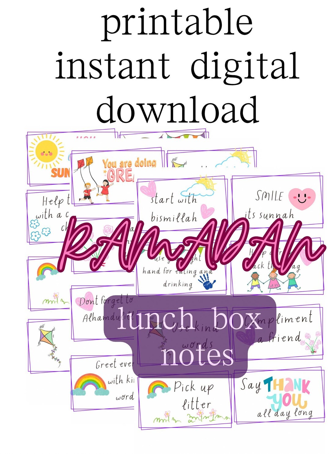 Ramadan Lunchbox Notes for Kids, Lunchbox Notes, Motivational, School ...
