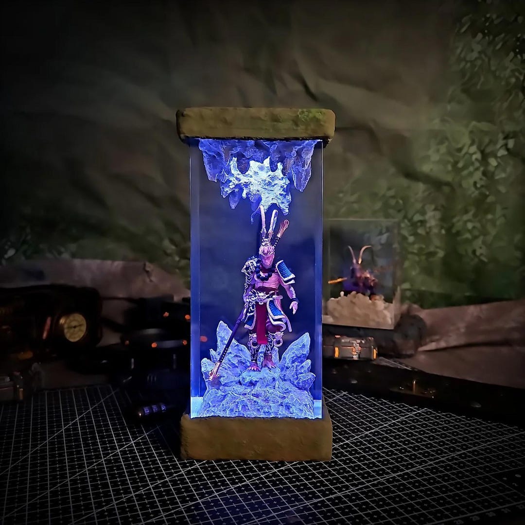 Black Myth Wukong Resin Lamp, LED Monkey King Diorama Light, Crystal ...