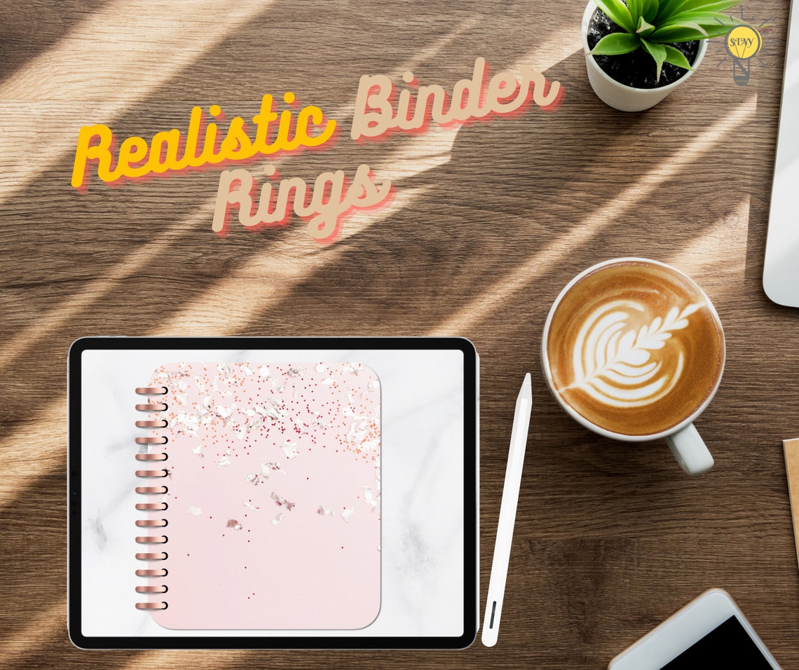 Realistic Metallic Digital Binder Rings for Digital Planners, Books ...