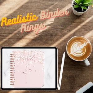 Realistic Metallic Digital Binder Rings for Digital Planners, Books ...