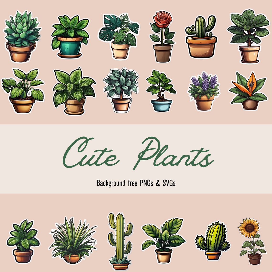 Potted Plants Clipart, Houseplant, Potted Plants Clip Art, Greenery ...