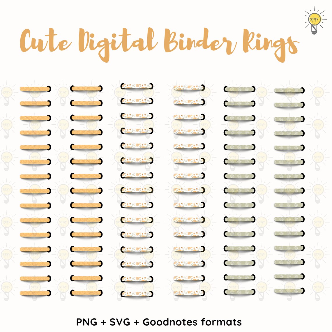 Digital Binder Rings, Coils, PNG SVG Goodnotes, for Planners Books ...