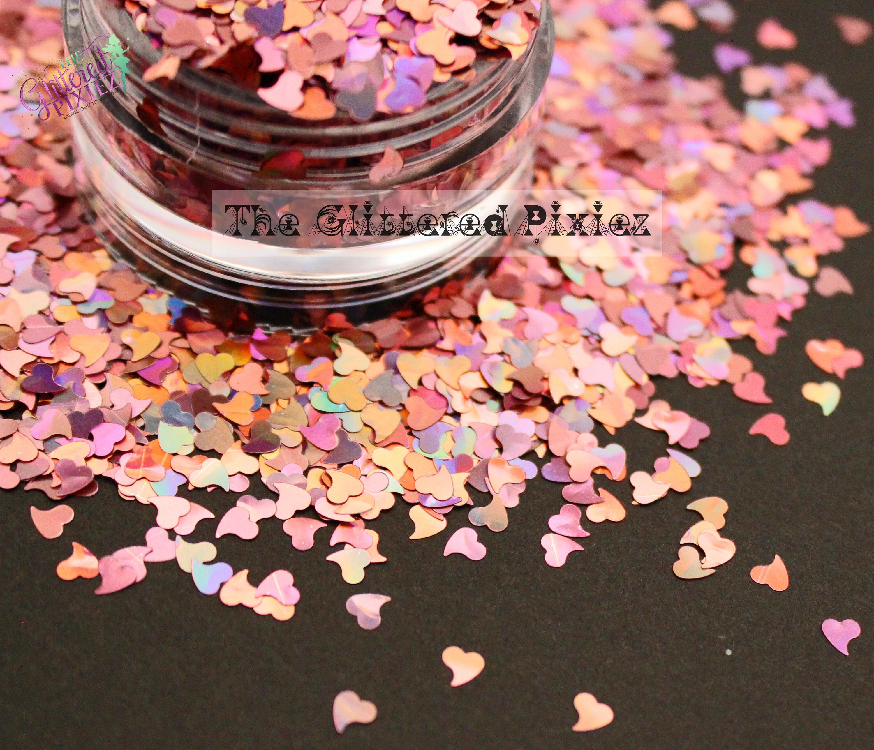 CURVED HEART Glitter in Holographic Puppet Fun Loose Glitter for Nail ...