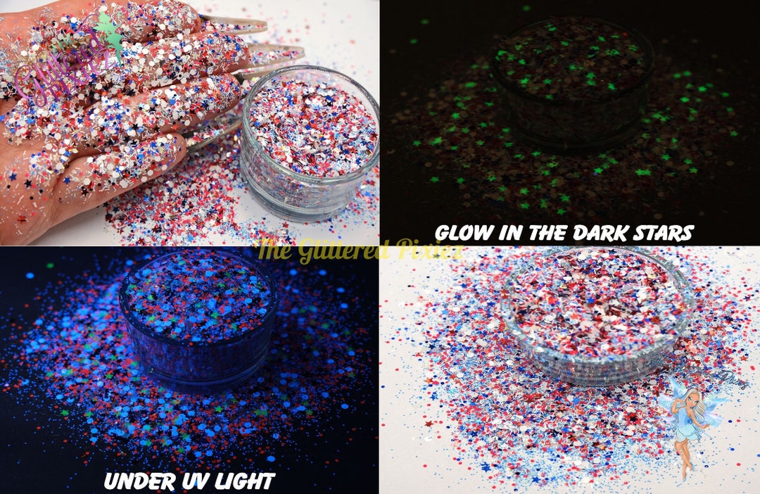 HOME of the Brave UV Light Reactive GITD America Patriotic Glitter Mix ...