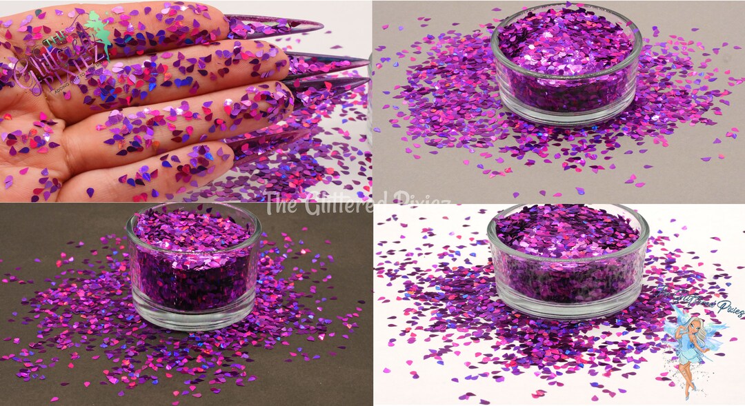 PURPLE RAIN DROP Shape Glitter 3mm Holographic Loose Glitter for Nail Art Hair Face Fun Body ...