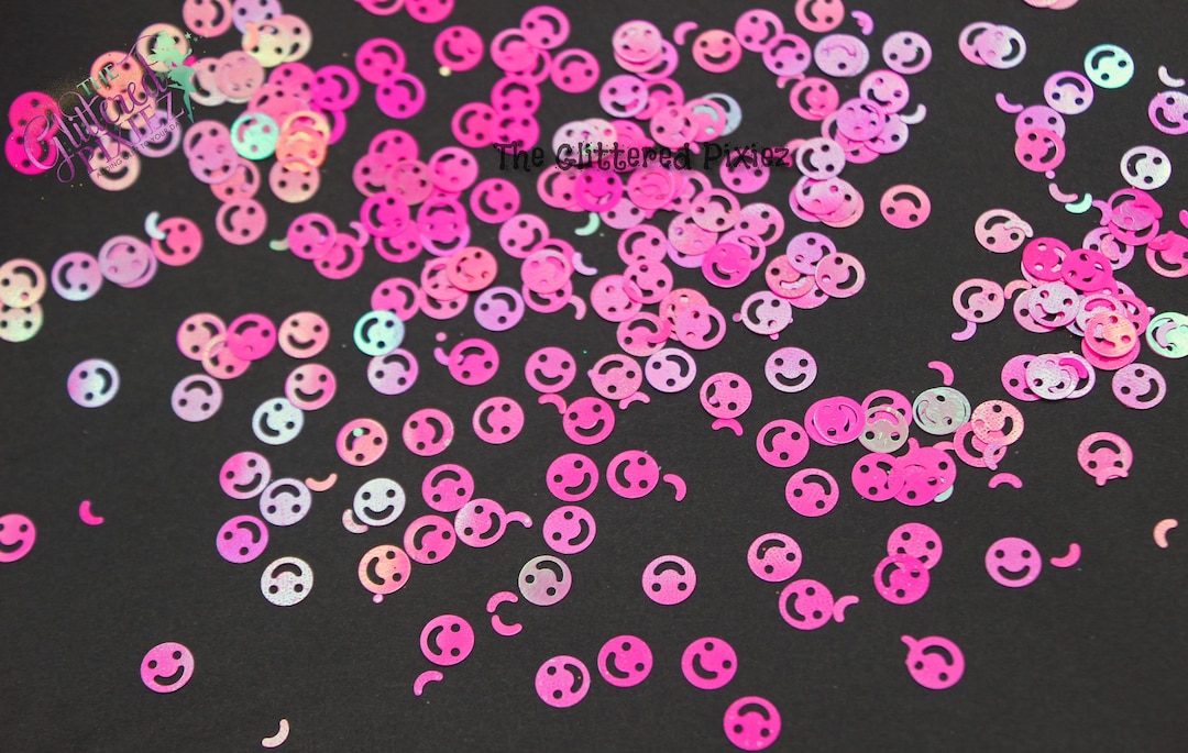 SMILEY FACE Glitter With Cutout Shapes Super Fun Loose Glitter for Nail ...